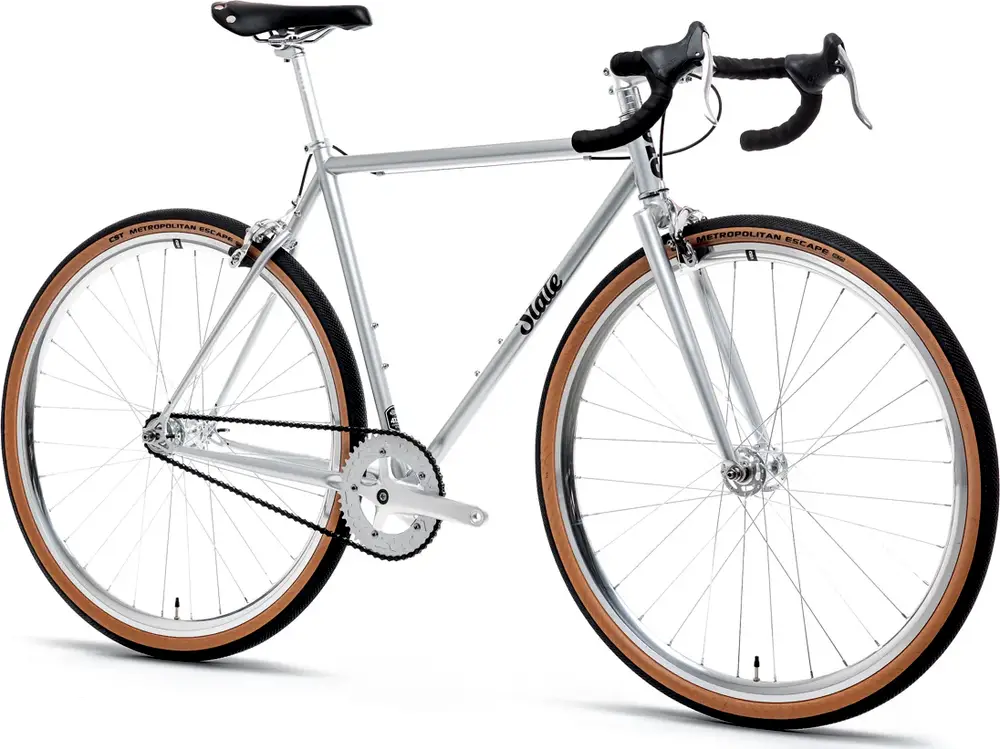 2024 State Bicycle Co. 4130 Satin Silver Fixed Gear / Single-Speed ...