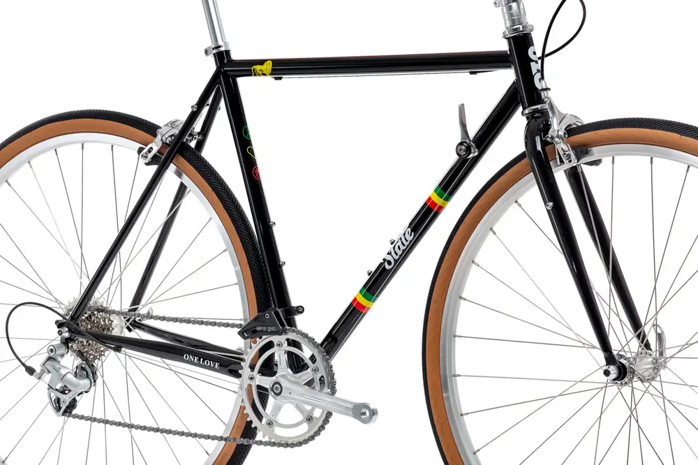 2024 State Bicycle Co. Bob Marley 4130 Road+ Rasta-Stripe Black 8-Speed ...