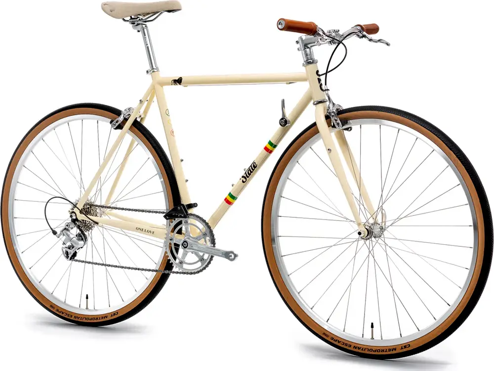2024 State Bicycle Co. Bob Marley 4130 Road+ Rasta-Stripe Tan 8-Speed ...